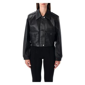 The Garment Femme, Vestes, Noir, Taille: 36 FR Veste Bomber en Cuir Noir