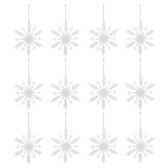 Amosfun 12st&uuml;cke H&auml;ngende Schneeflocken-Ornamente Aus Wei&szlig;en Kunststoff F&uuml;r Weihnachtsbaum Und Fensterdekoration Winterliche Schneeflocken-baumschmuck Und Wei