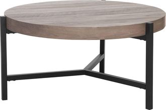 Beliani Runder Couchtisch Heller Holzfarbton Metallgestell Industrie Stil Bonita