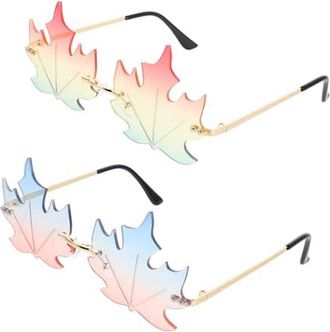 Garneck 2 Pi&egrave;ces Lunettes de Soleil Sans Bord &Eacute;rable Color&eacute;es Lunettes de F&ecirc;te Unisexes Anti-uv Ultra-l&eacute;g&egrave;res pour Carnaval Festival et Tenue Urbaine