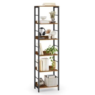 Vasagle &Eacute;tag&egrave;re sur 6 Niveaux, Biblioth&egrave;que, Meuble de Rangement, 30 x 40 x 178 cm, avec Panneaux Arri&egrave;re, Style Industriel, pour Salon, &Eacute;tude, Bureau, Marron