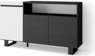 Skraut Home | Sideboard, Highboard | Kommode, Komodenschrank | 150x87x35cm | 3 Türen | Industriedesign | Moderner Stil | Weiß und Schwarz