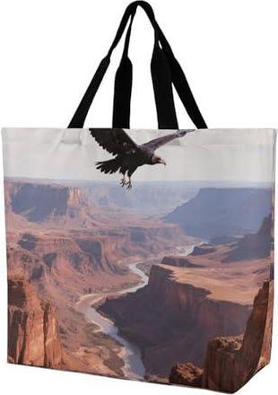 Generic Vautour Noir Au-Dessus Du Canyon Sac A Main Femme D&eacute;contract&eacute; Sacs De Courses Imperm&eacute;able Sac Fourre Tout Pour Gym Quotidienne Shopping