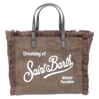 MC2 Saint Barth Sac Colette en velours c&ocirc;tel&eacute; - Femme - Sacs - Brun - Taille: ONE Size