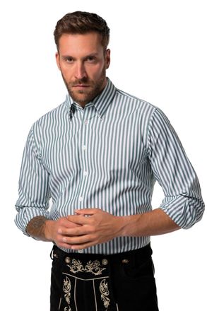 JP1880 Herren JP1880 Streifenhemd, Business, Langarm, verdeckter Buttondown-Kragen, Easy Care, Modern Fit, bis 8 XL flaschengr&uuml;n 4XL 828754454-4XL