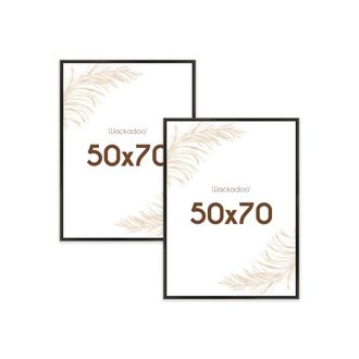 Wackadoo Bilderrahmen 50x70 Schwarz 2er Set Fotowand Fotorahmen aus leichtem Kunststoff mit Glas Picture frame Poster