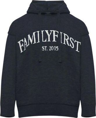 Family Fir$t Milano Family First - Sweat &agrave; capuche avec logo brod&eacute; - Homme - Sweatshirts et sweats &agrave; capuche - Bleu - Taille: XL