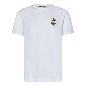 Dolce & Gabbana Wei&szlig;es T-Shirt mit goldener Stickerei - - Tops - Herren - Wei&szlig; - XS