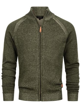Indicode Herren INMassum Cardigan Strickjacke mit Stehkragen und Rei&szlig;verschluss | &Uuml;bergangsjacke aus Baumwollmix f&uuml;r M&auml;nner Army Mix, M