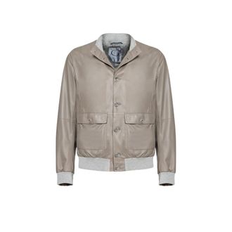 Gimos Leder Polo Jacke - - Jackets - Herren - Beige - 2XL
