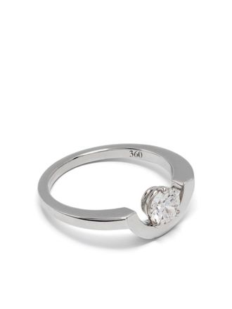 Loyal.e Paris 18kt Intrepide Petit Arc Wei&szlig;goldring mit Diamanten - Silber