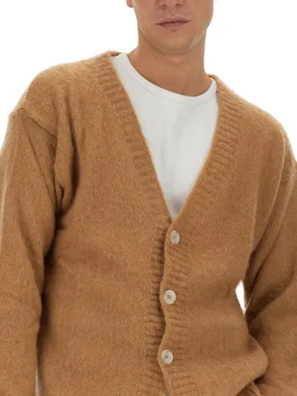 Family Fir$t Milano Mohair Blend V-Neck Cardigan - Beige