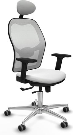 Piqueras y Crespo Schreibtischstuhl mit Rollen, Wei&szlig;, 2D-Armlehnen, h&ouml;henverstellbare Lendenwirbelst&uuml;tze und festes Kopfteil, ausgestattet mit Syncro/Traslack. Wei&szlig;/Wei