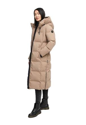 Marikoo Manteau dhiver pour femme (XS-5XL) - Matelass&eacute;, capuche amovible, coupe-vent - N102, Taupe-Grey, 3XL