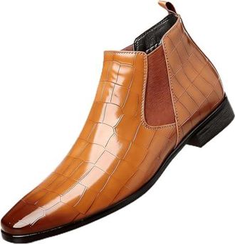 Generic Bottes Chelsea pour Homme Bottines en Cuir Confortables &Agrave; Enfiler pour Les Occasions D&eacute;contract&eacute;es Et Formelles,Camel,44.5 EU