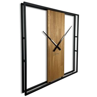 FlexiStyle wanduhr gro&szlig; XXL quadratisch LOFT Square Metall Holz 3D 80cm Durchmesser, Schwarz, wanduhr ohne tickger&auml;usche, Modern, Industrial Style