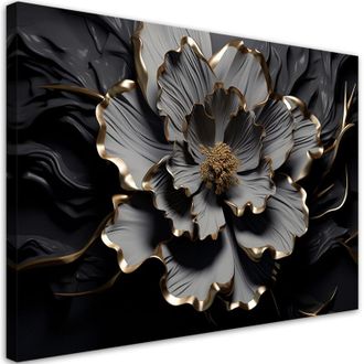 Feeby Tableau sur toile Fleur de lotus abstraite glamour AI 100x70