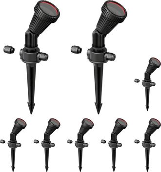 LEDs Com 8 Stück Gartenstrahler mit Erdspieß PIRK für außen, IP44, schwarz, 1x GU10 max. 15W