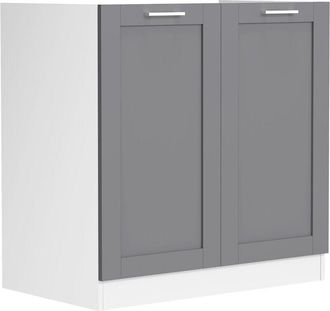 ebuy24 Ebuy24 - Colura Küchenunterschrank für Waschbecken 80 cm 2 Türen anthrazit grau, weiß