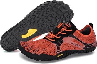 Saguaro Homme Femme Barefoot Shoes Chaussures Minimalistes Chaussures de Trail Pieds Nus pour Fitness Randonnée Aqua Orange,GR.37