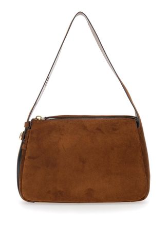 Tory Burch Womens Shoulder Bag Romy Grained Brown Leather Bovine
