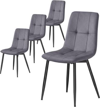 Vasagle Lot de 4 Chaises Rembourr&eacute;es en Velours, Chaises de Salle &agrave; Manger, Pieds R&eacute;glables, pour Cuisine, Salon, Gris