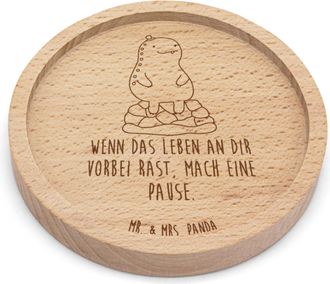 Mr. & Mrs. Panda Untersetzer Schildkr&ouml;te Pause - Geschenk, Achtsamkeit, Tischuntersetzer, Panzer, Holzuntersetzer, Achtsam, Tassenuntersetzer, Rund, Holz