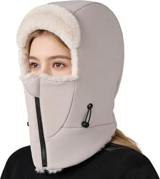 Generico Chapeau avec &eacute;charpe int&eacute;gr&eacute;e, Cache-Cou imperm&eacute;able au - avec &eacute;charpe et Bordure en pour Le Visage | pour Hommes Moto Course Protection des Oreilles,
