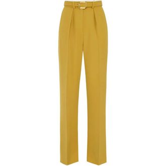 Elisabetta Franchi Femme, Pantalons, Jaune, Taille: 42 FR Pantalon Plissé Pistache avec Ceinture