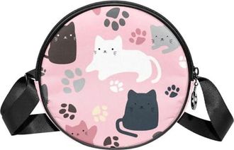 Generic Sac &agrave; bandouli&egrave;re rond pour femme, petit sac &agrave; bandouli&egrave;re avec fermeture &eacute;clair, bretelles r&eacute;glables, style d&eacute;contract&eacute;, pour femmes et filles