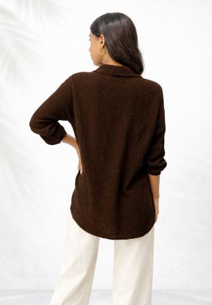 Elara Blusentop Oversize Musselin Bluse Damen - Luftige Hemdbluse im Casual Look