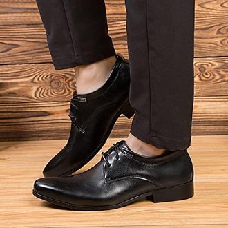 Generic Chaussures Oxfords pour Hommes Travail, Derby Mens Shoes, en Cuir de Couleur Unie Respirantes et Confortables (Black 42)