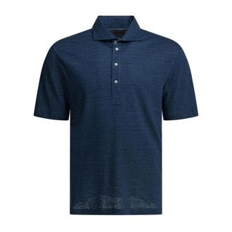 Brunello Cucinelli Homme, Tops, Bleu, Taille: 2XL Chemise Polo En Maille Ray&eacute;e