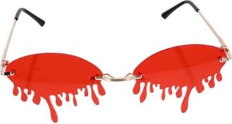 Frcolor Lunettes de Soleil D&eacute;coratives Originales Forme de Goutte Sanglante Unisexes L&eacute;g&egrave;res et Confortables pour F&ecirc;tes Photos et Cosplay