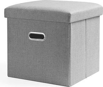 Generic Faltbare Aufbewahrung Ottomane Fußstütze mit abnehmbarem Deckel, Würfel-Aufbewahrungssitz mit Griff für Wohnzimmer & Schlafzimmer, 40 x 38 x 38 cm - S