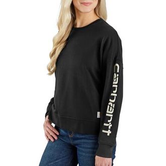 Carhartt Work in Progress Tencel Fiber Series Loose Fit Sleeve Graphic Sweatshirt Maillot de surv&ecirc;tement, Noir, X-Small Femme