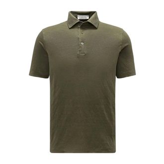 FILIPPO DE LAURENTIIS Kurzarm Leinen Polo dunkelgr&uuml;n - - Tops - Herren - Gr&uuml;n - L