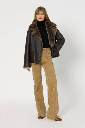 Gerard Darel Veste biker en peau lain&eacute;e - NADIA - Cinnamon
