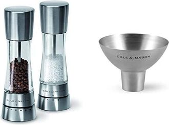 Cole & Mason H59408G Derwent Salz und Pfeffer Mühle Set/Cole & Mason H611928CS Dover Edelstahltrichter | Bundle
