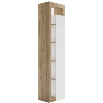 Altobuy Colonne de rangement avec &eacute;tag&egrave;res blanc laqu&eacute; et aspect bois finition Cadiz - ARTURO