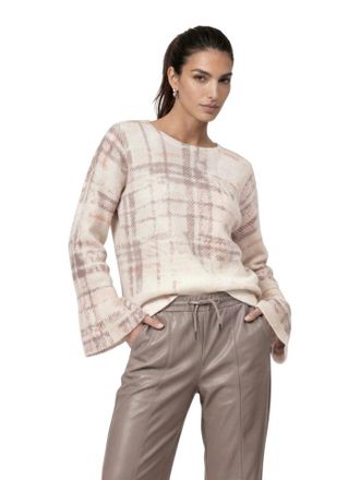 Monari Langarmshirt wei&szlig;,Casual,Wolle,Kariert,Rundhals,Langarm,Regular Fit