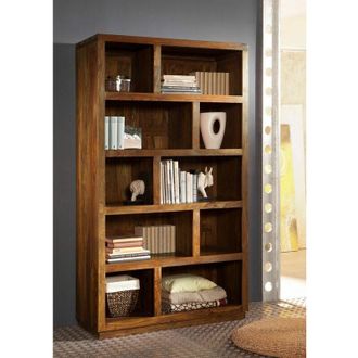 Massivmoebel24 Regal Sheesham 115x45x200 walnuss lackiert DUKE 124