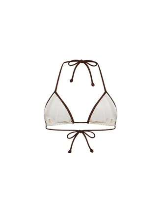 MC2 Saint Barth Womens Triangle Bikini Top Leah Ivory Lycra Polyester Swimwear Sea Clothing