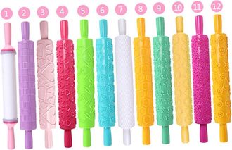 Pretyzoom 8st&uuml;cke Gepr&auml;gte Teigrolle Nudelholz Aus Lebensmittelechtem Kunststoff Muster Rollform F&uuml;r Selbstgemacht Backen Fondant Und Zuckerdekor K&uuml;chenwerkzeug