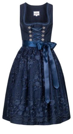 N&uuml;bler Trachtenkleid Dirndl midi Gloria in Blau von N&uuml;bler