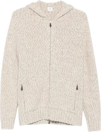 Eleventy Gilet zipp&eacute; &agrave; capuche - Homme - Pulls - Beige - Taille: M