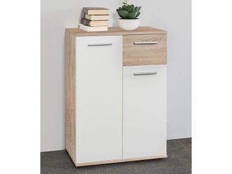 M&ouml;belando Kommode Standschrank Beistellkommode Highboard Anrichte Jacklin I Sonoma-Eiche/Wei&szlig;