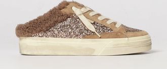 Crime London Soho Sabot-Mules aus Veloursleder mit Shearling-Futter und Stickerei