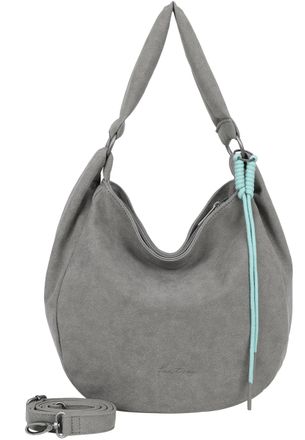 Fritzi Aus Preu&szlig;en Fritzi Sue01 Suede Jacky Soft Dark Anthra Hobo Handtasche Kunstleder Damen Umh&auml;ngetasche Festival City vegan Suede-Optik Kordelanh&auml;nger 31 x 29 x 12 c