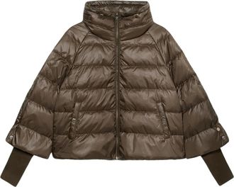 Oltre Femme, Vestes, Brun, Taille: 42 FR Doudoune Courte en Duvet Véritable